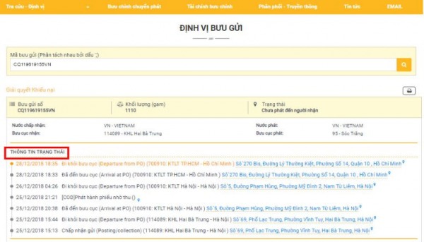 Cách định vị bưu gửi VNPost bằng mã vận đơn dễ dàng tại nhà - Salework